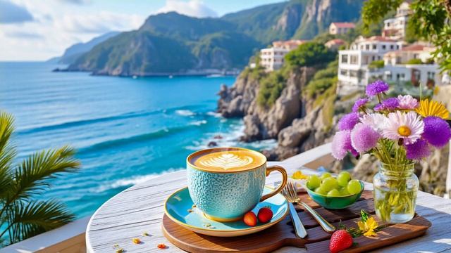 Расслабляющий  босса-нова джаз ☕ Веселая босса-нова с видом на океан для утреннего заряда энергии