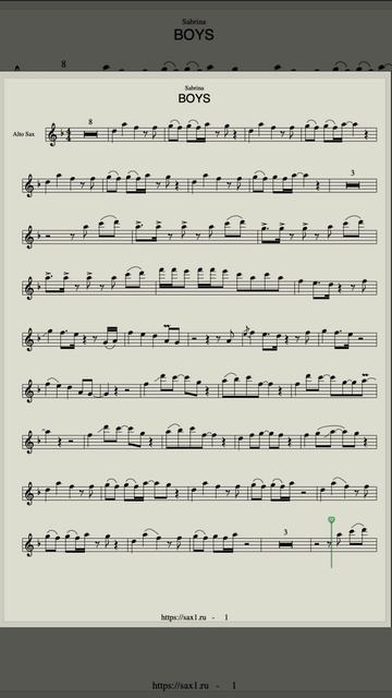 Sabrina - Boys - ноты и минус для саксофона альт (версия для клубных саксофонистов) Syntheticsax