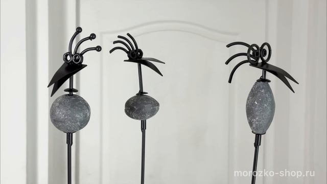 Штекер садовый ПТИЧКА ЗНАЙКА - МЫСЛИТЕЛЬ, металлическая, серая, 100 см, 1022109-2