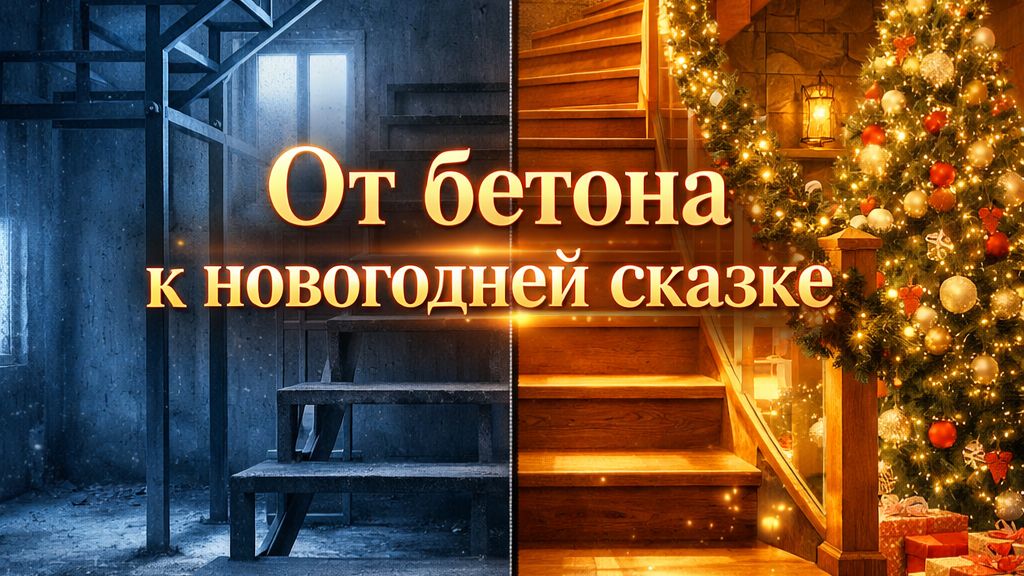 От бетона к новогодней сказке: роскошная трансформация загородного дома