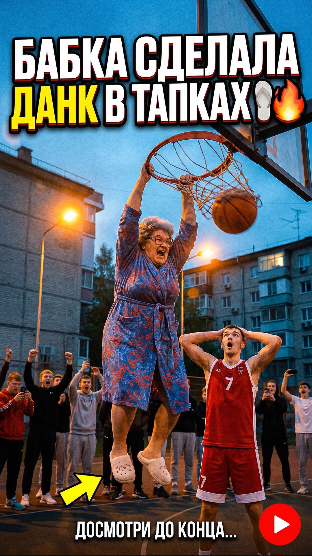 БАБКА СДЕЛАЛА ДАНК В ТАПКАХ 🩴🔥