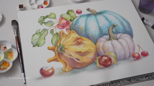 3 способа нарисовать тыкву акварелью. Вам понравится 🎨🍁
