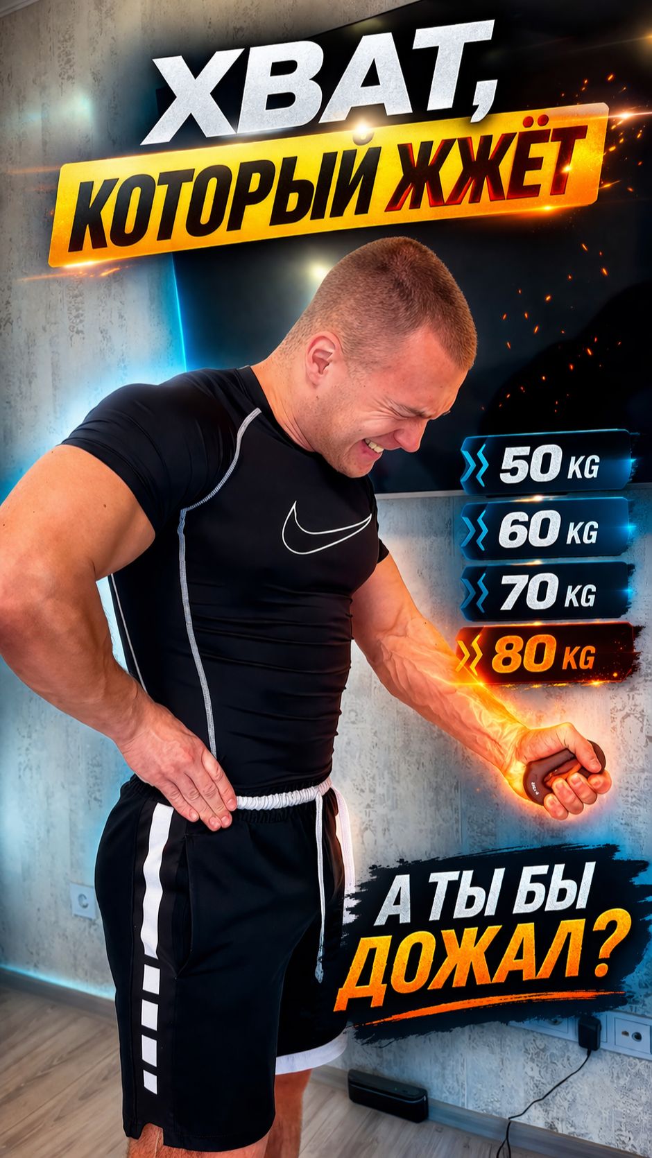 Проверка хвата от 50 до 80 кг — а ты бы дожал?