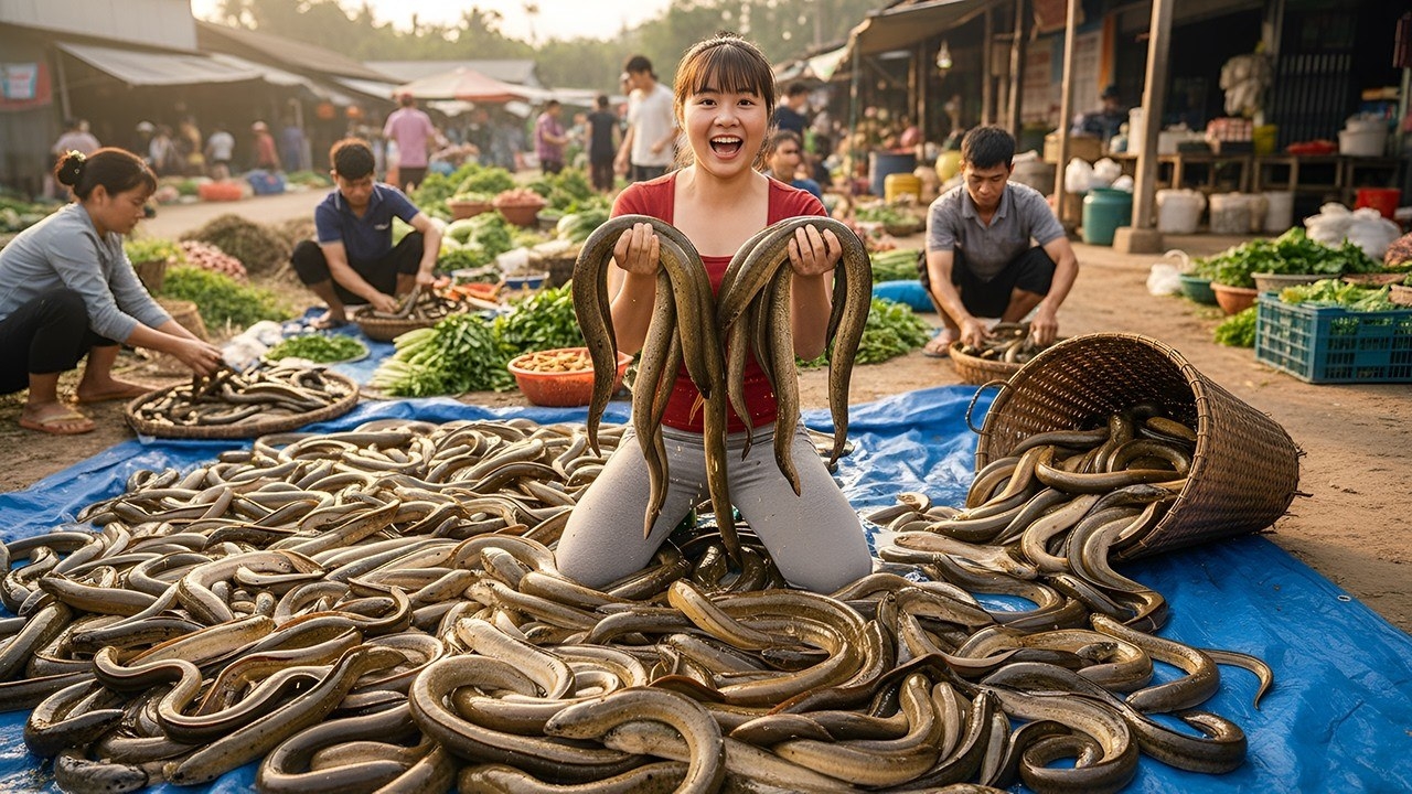 Ловлю угрей и продаю их. Покупаю рыбу для перепродажи. Все быстро раскупается. Фуонг. Вьетнам