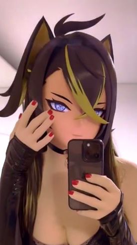 "Nude" Kigurumi Catgirl Doll posing in lingerie.