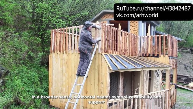Мужчина строит 2-этажную хижину в лесу ОДИН от начала до конца 🏠🌲