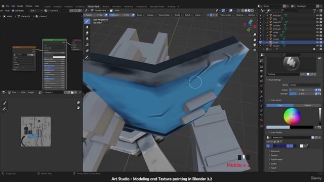 5.2 Shading, Create Material and Texture Painting the Sci fi Jet