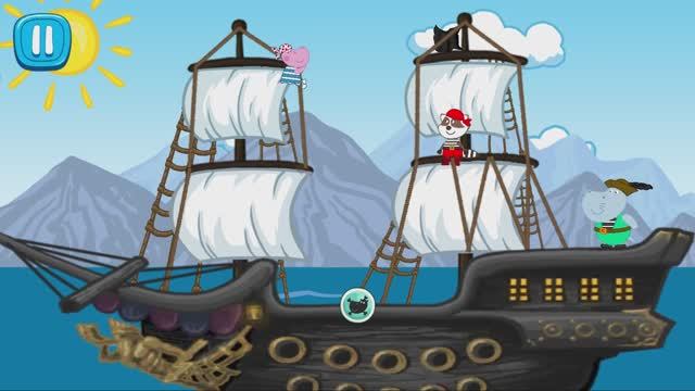 Бегемотик Хипо  и пиратский корабль. Для детей.