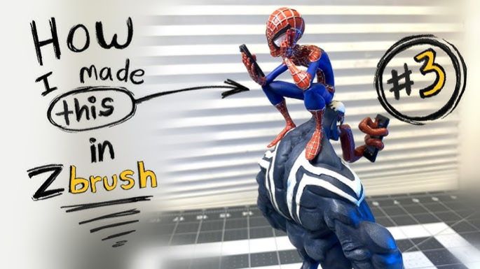 Знакомство с Zbrush 003. Моделирование Человека-паука и Венома. Детализация Венома
