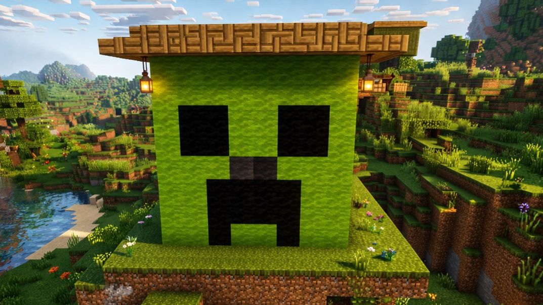 Minecraft СТРОЮ ЛЁГКИЙ НЕОБЫЧНЫЙ ДОМ В ВИДЕ ГОЛОВЫ КРИПЕРА