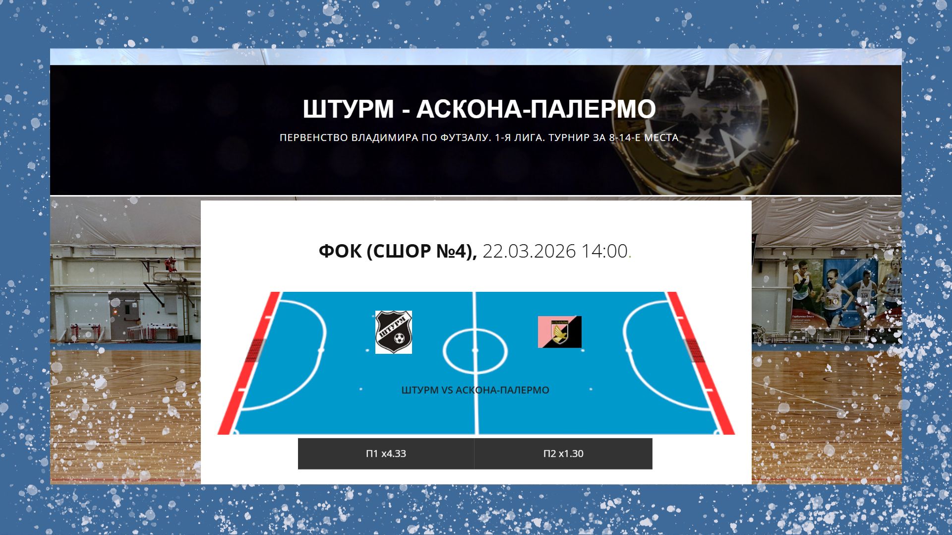 Первенство Владимира по футзалу. 1-я лига. 22.03.2026 г. Штурм - Аскона-Палермо 3:1 (1:0)