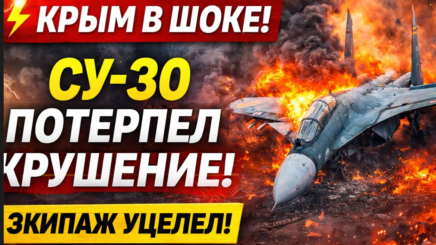 ⚡ КРЫМ В ШОКЕ! СУ-30 ПОТЕРПЕЛ КРУШЕНИЕ! ЭКИПАЖ УЦЕЛЕЛ!