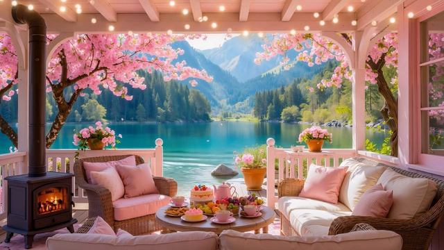 Один весенний день на розовой веранде |Нежное фортепиано с видом на озеро — для учебы и концентрации