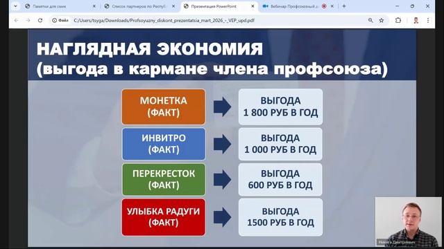 Вебинар на тему реализации программы  "Профсоюзный дисконт"