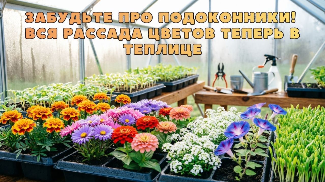 Забудьте про подоконники! Вся рассада цветов теперь в теплице.😍