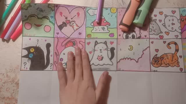 Мастер - класс по изготовлению листа плаката с мини рисунками. Часть 12