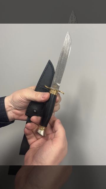 Нож Финка-2 НКВД с золотом, ZDI-1016, кожаные ножны