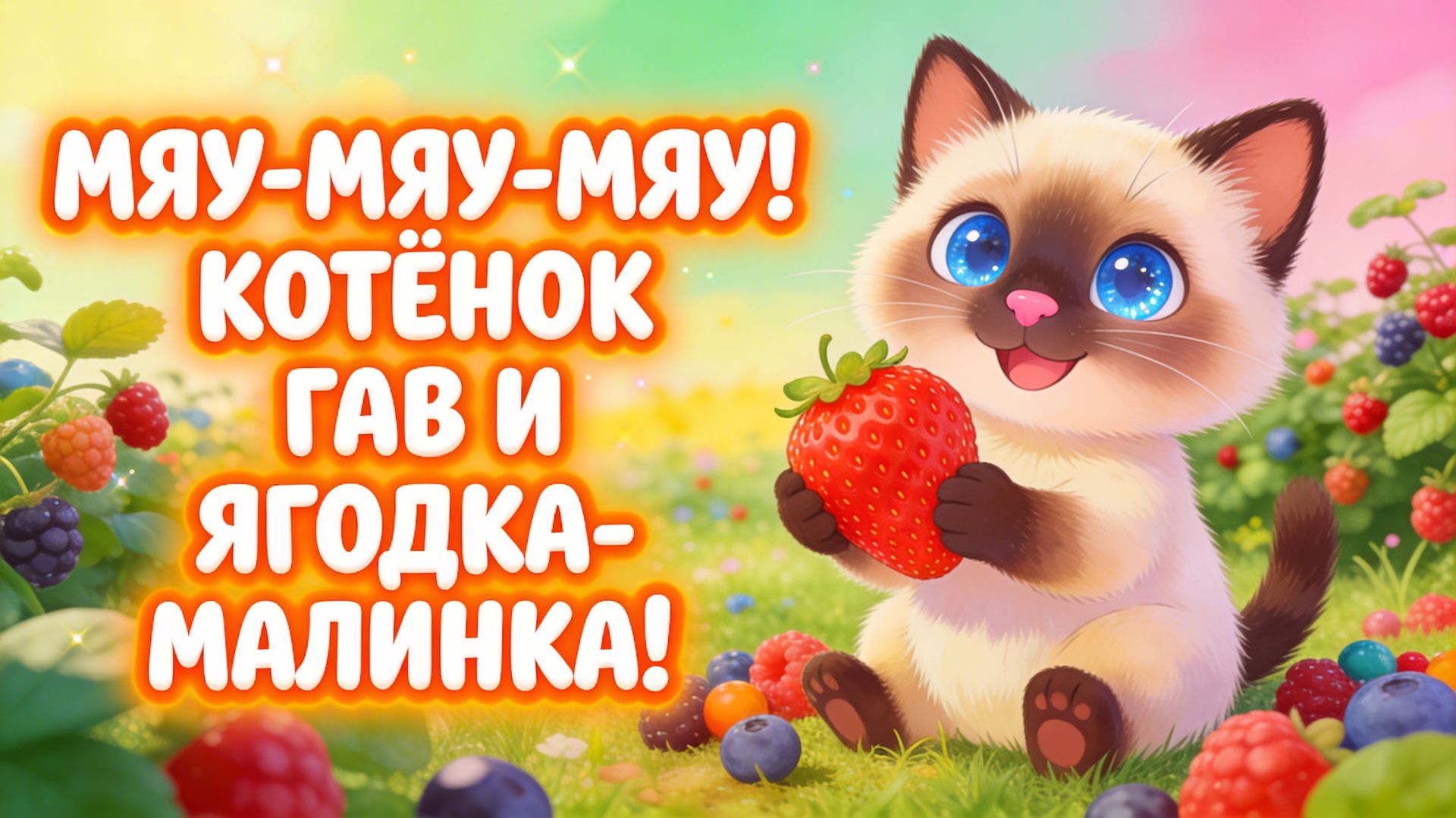 Детская песенка!🍓 Мяу-мяу-мяу!🐱 Котёнок Гав и ягодка-малинка! Песенка для малышей 🐱🍓