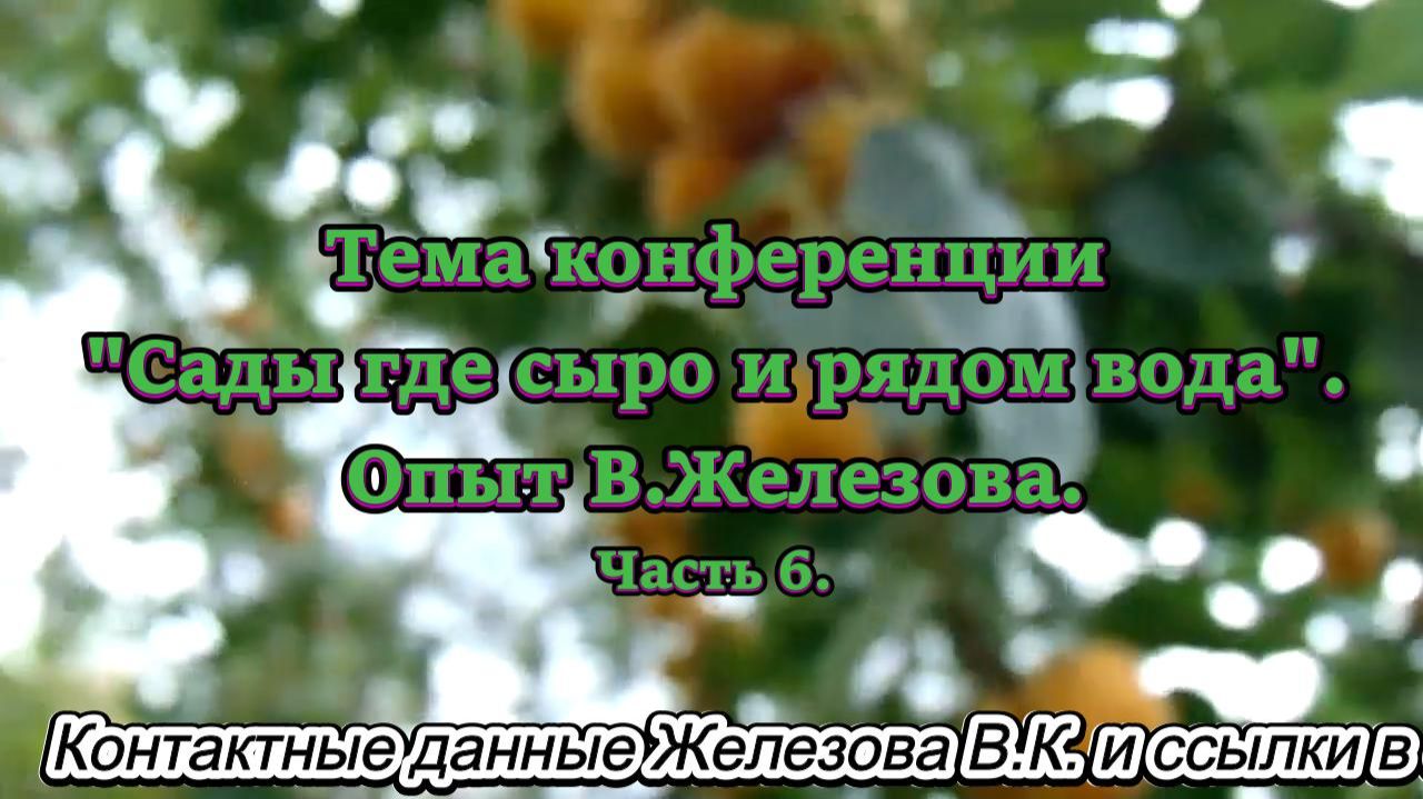 Тема конференции Сады где сыро и рядом вода. Опыт В.Железова. Часть 6.