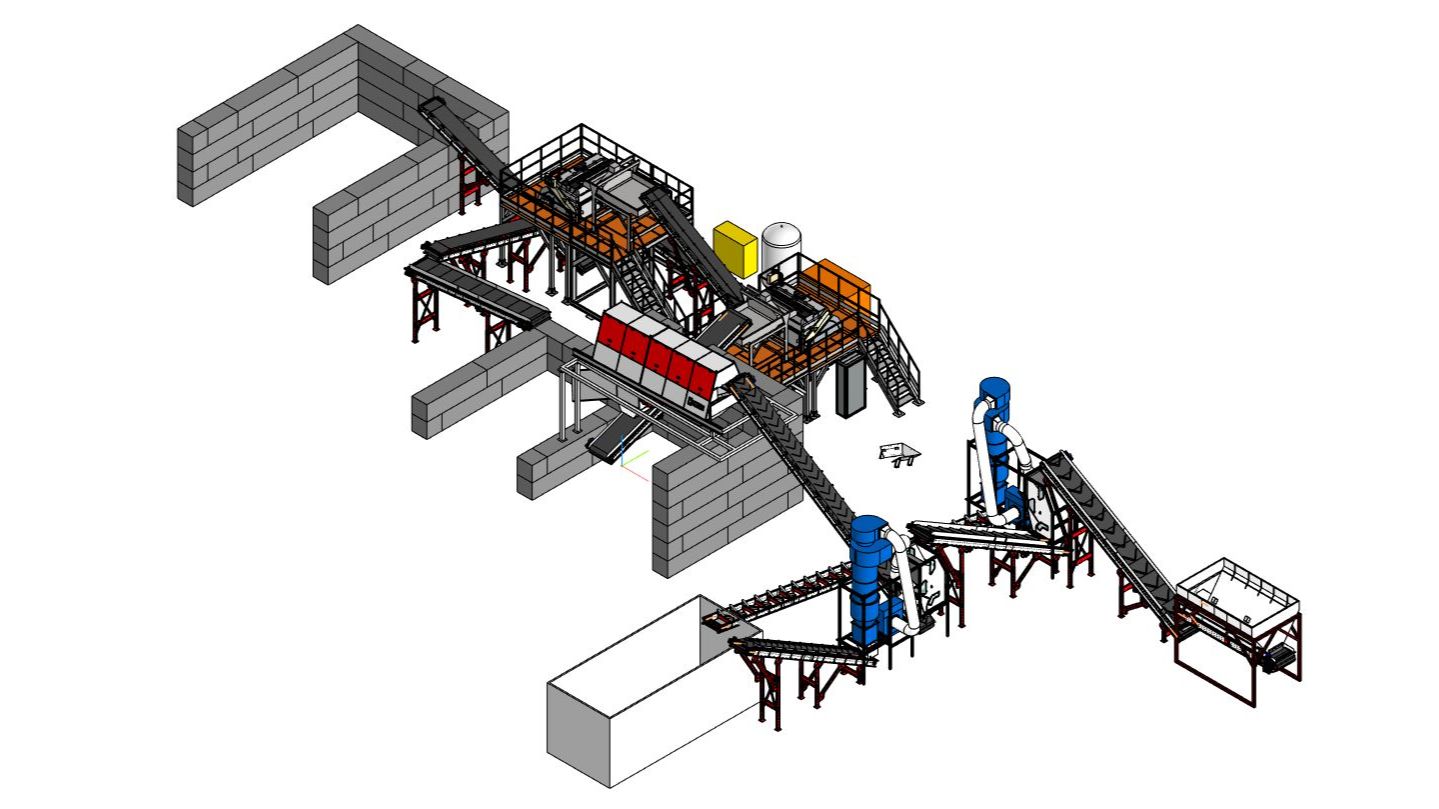 Монтаж линии выборки стекла из полигонного компоста