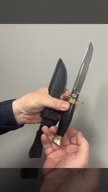 Нож Финка-2 НКВД с золотом, 40Х10С2М, кожаные ножны