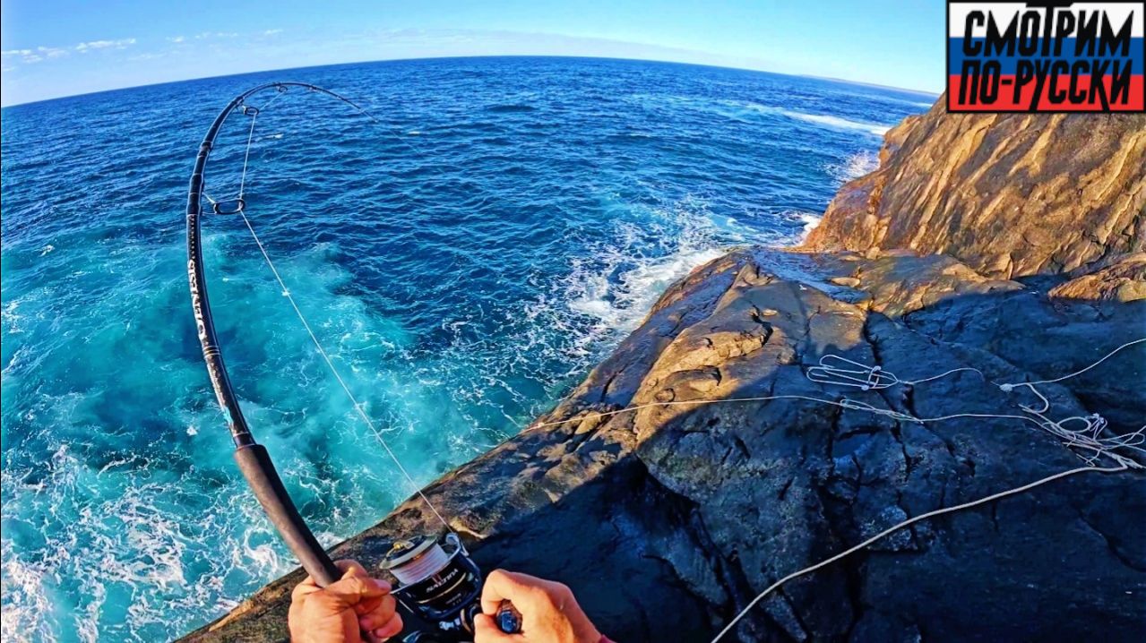 Ловля огромной рыбы с камней — эпическая рыбалка! 🎣l СМОТРИМ ПО-РУССКИ
