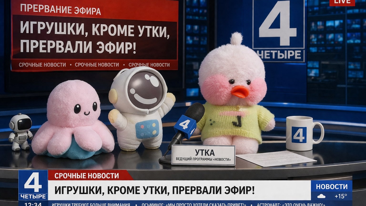 Зайчики прервали выпуск новостей на телеканале "Четыре"