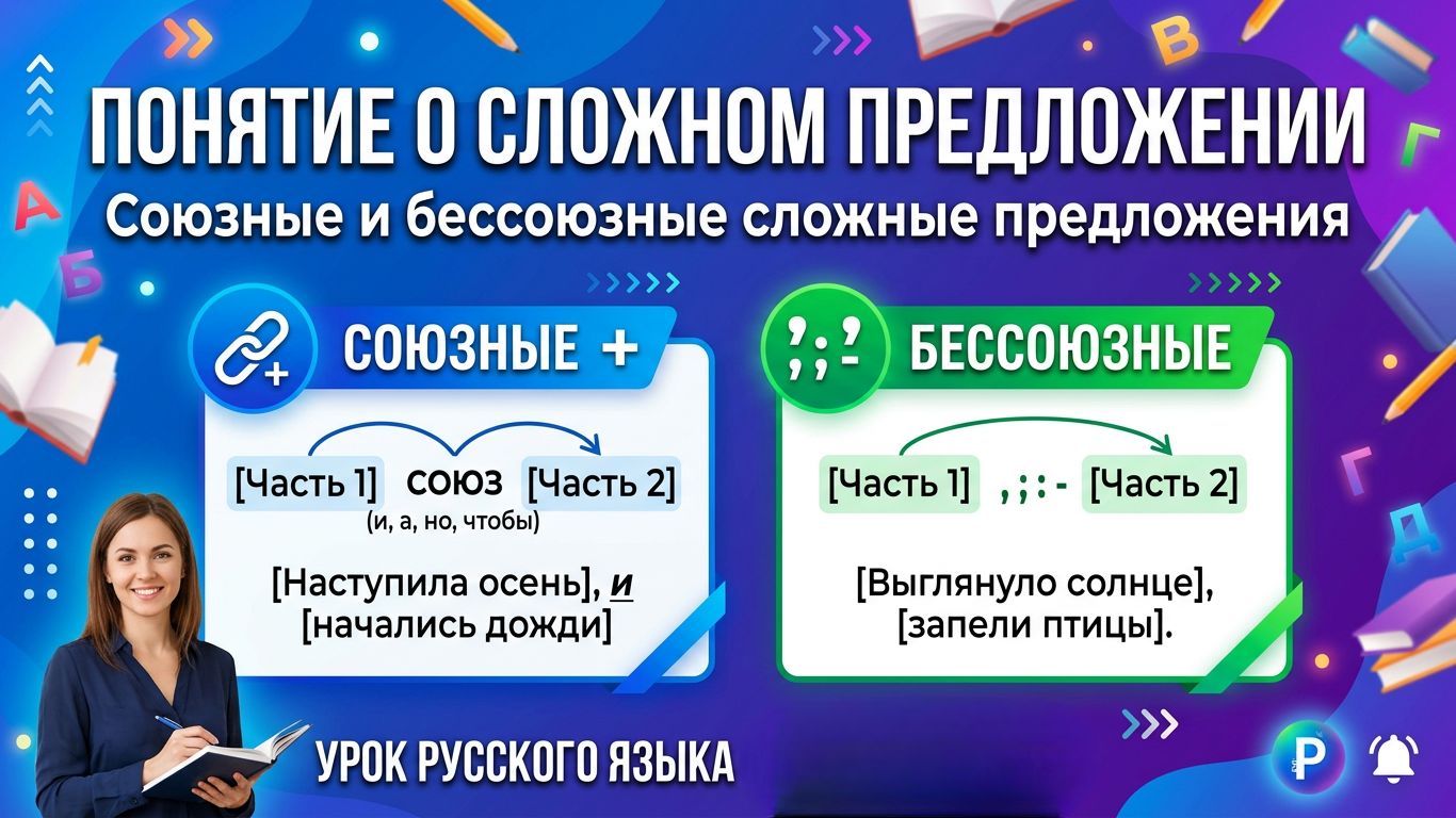 Понятие о сложном предложении. Союзные и бессоюзные сложные предложения