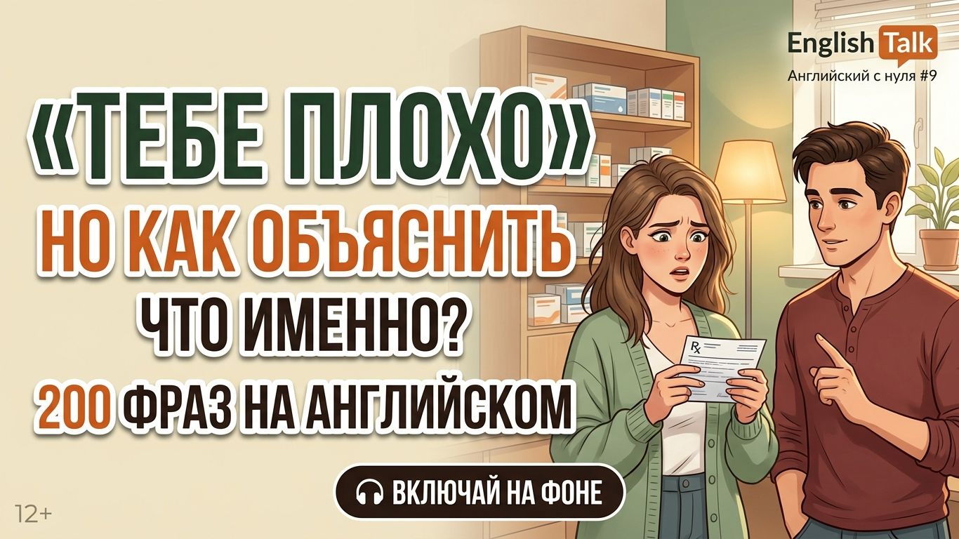 АНГЛИЙСКИЙ С НУЛЯ  — Врач и аптека | 200 фраз: симптомы, скорая, страховка