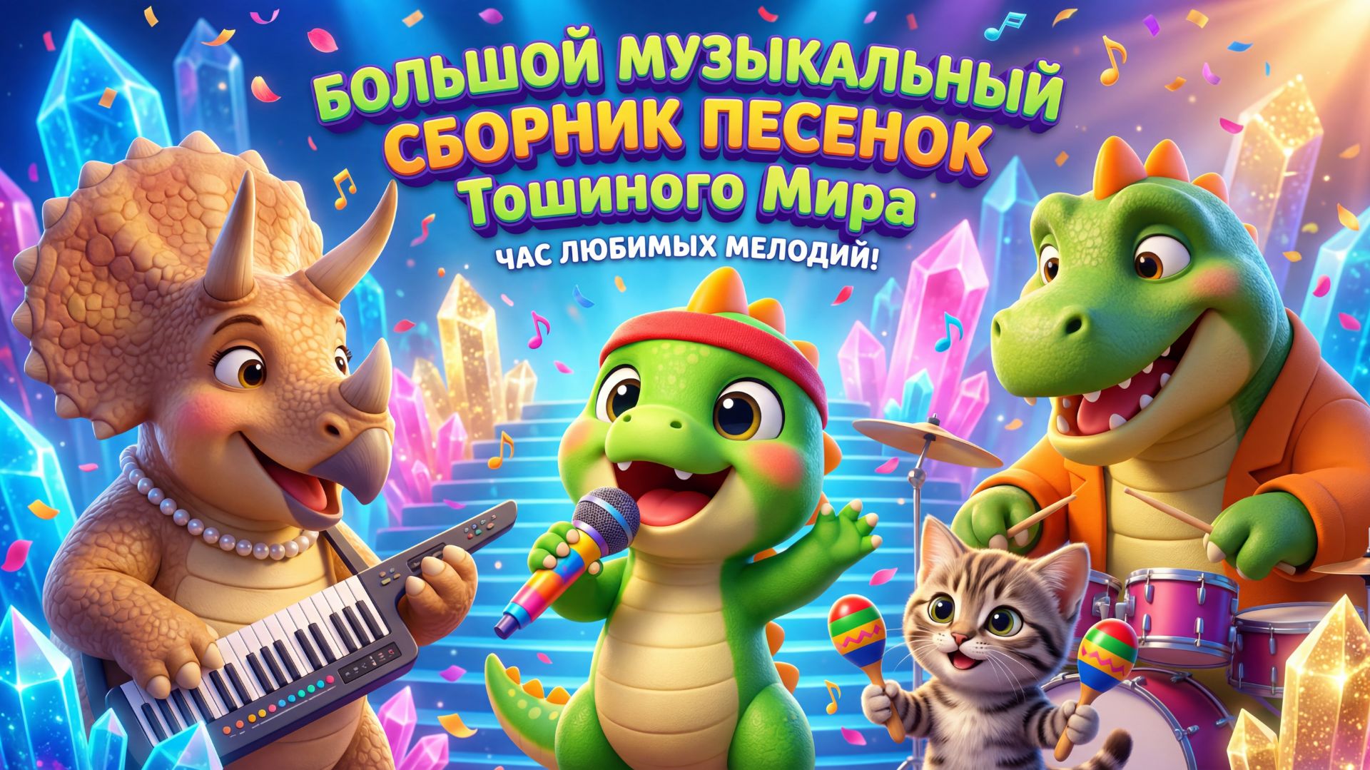 Песенки для малышей: ЧАС МУЛЬТИКОВ с динозавриком Тошей