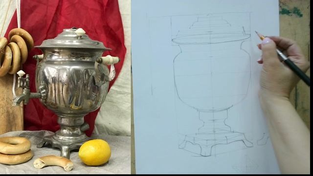 Как нарисовать самовар