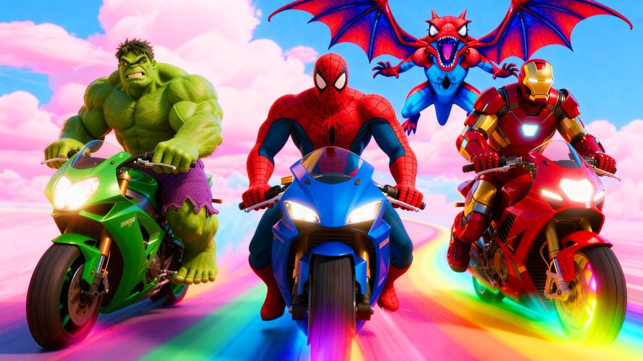 ГОНКА ЧЕЛОВЕК-ПАУК, ЖЕЛЕЗНЫЙ ЧЕЛОВЕК И ХАЛК. МУЛЬТИК ДЛЯ ДЕТЕЙ  МУЛЬТИКИ ДЛЯ МАЛЫШЕЙ