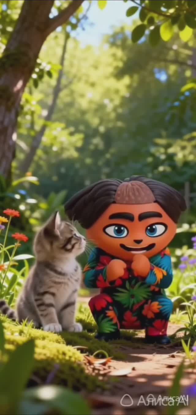 Трибуляш и котенок.