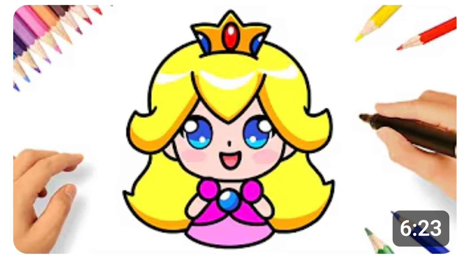 КАК НАРИСОВАТЬ ПРИНЦЕССУ ПИЧ В СТИЛЕ КАВАЙИ ПРОСТО 👑 SUPER MARIO BROS