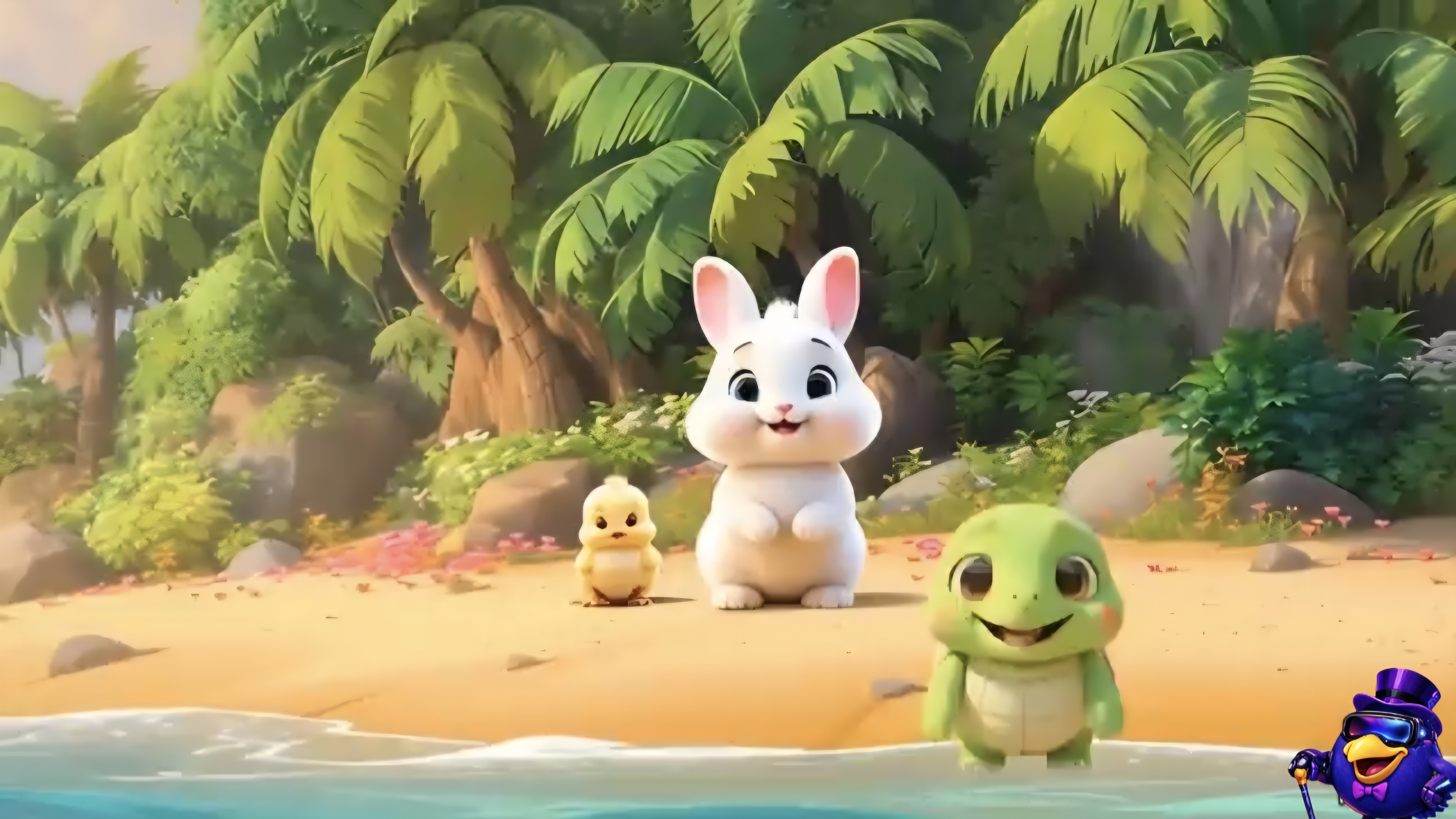 МУЛЬТИК ДЛЯ ДЕТЕЙ.  🐰🐥🐢 МИЛЫЙ ЗАЙЧИК И УТЁНОК ВСТРЕТИЛИ НОВОГО ДРУГА - МОРСКУЮ ЧЕРЕПАШАКУ.