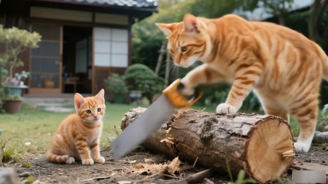 Семья кошек. Автомобиль. Серия 11