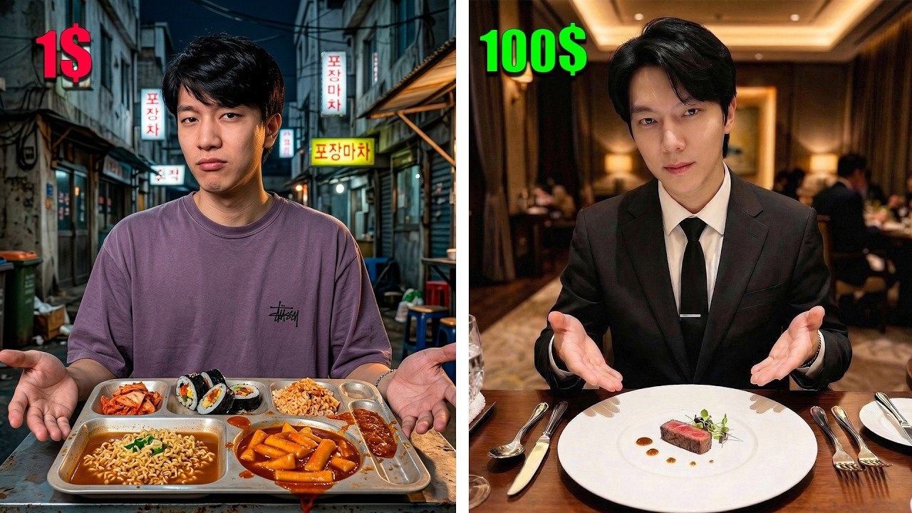 Пробую ЕДУ за 1$ VS 100$ в Корее, Стоит ли переплачивать?