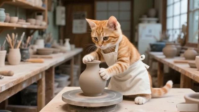 Семья кошек. Красивая ваза. Серия 12