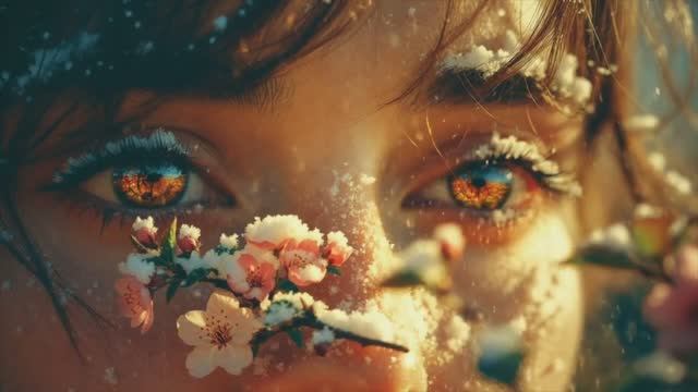 bird cherry with snow