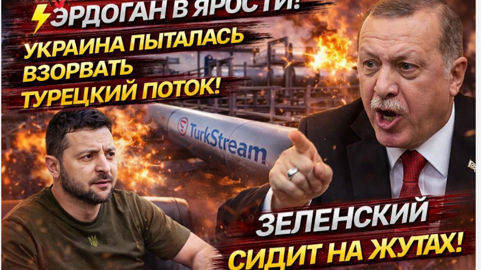 💥ЭРДОГАН В ЯРОСТИ! УКРАИНА ПЫТАЛАСЬ ВЗОРВАТЬ ТУРЕЦКИЙ ПОТОК! ЗЕЛЕНСКИЙ СИДИТ НА ЖУТЯХ!