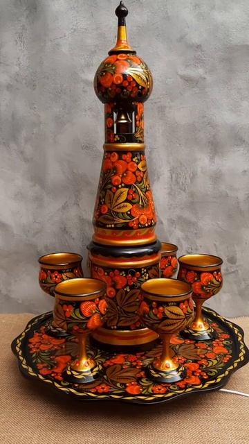 Набор для вина Хохлома ''Колокольня'' 8 предметов