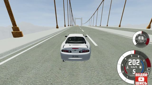 Мод патруль (BeamNG Drive) на авто (Tayota Supra) проверка на повреждения и максимальную скорость.