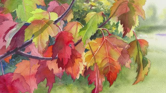 Рисую осенние листья 🍁 Акварельная демонстрация 🍂 с моими любимыми осенними пигментами