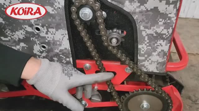 Натяжение гусеницы и цепи мотобуксировщика