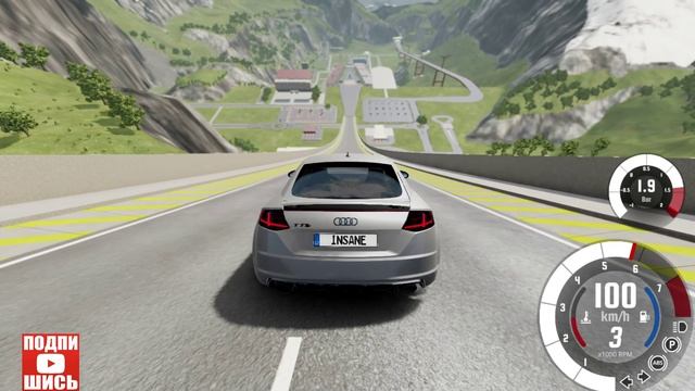 BeamNG Drive Прыжок в длину на автомобиле! (Audi TT MK3) Мод патруль!