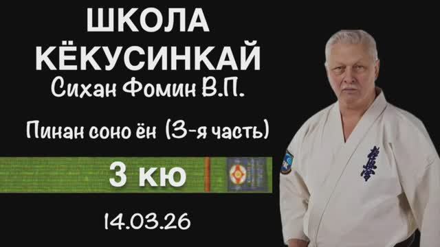 Кёкусинкай / 3-й кю / Пинан соно ён / 3-я часть / Сихан Фомин В.П. (14.03.26)