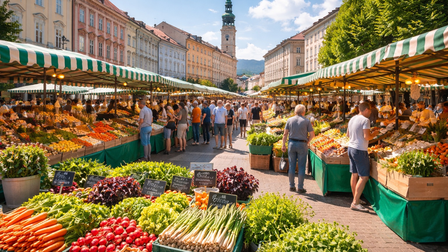 ⭐ Австрия, Клагенфурт— рынок, куда ходят местные | Австрия 4K