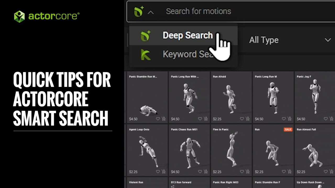 Умный поиск на ActorCore: находите ассеты мгновенно с Deep Search!