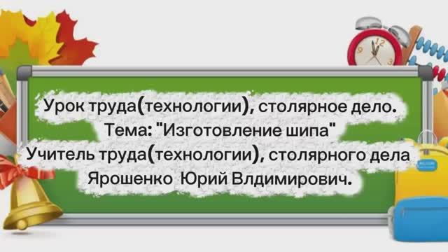 Видеофрагмент урока труд (технология) столярное дело, ГПО