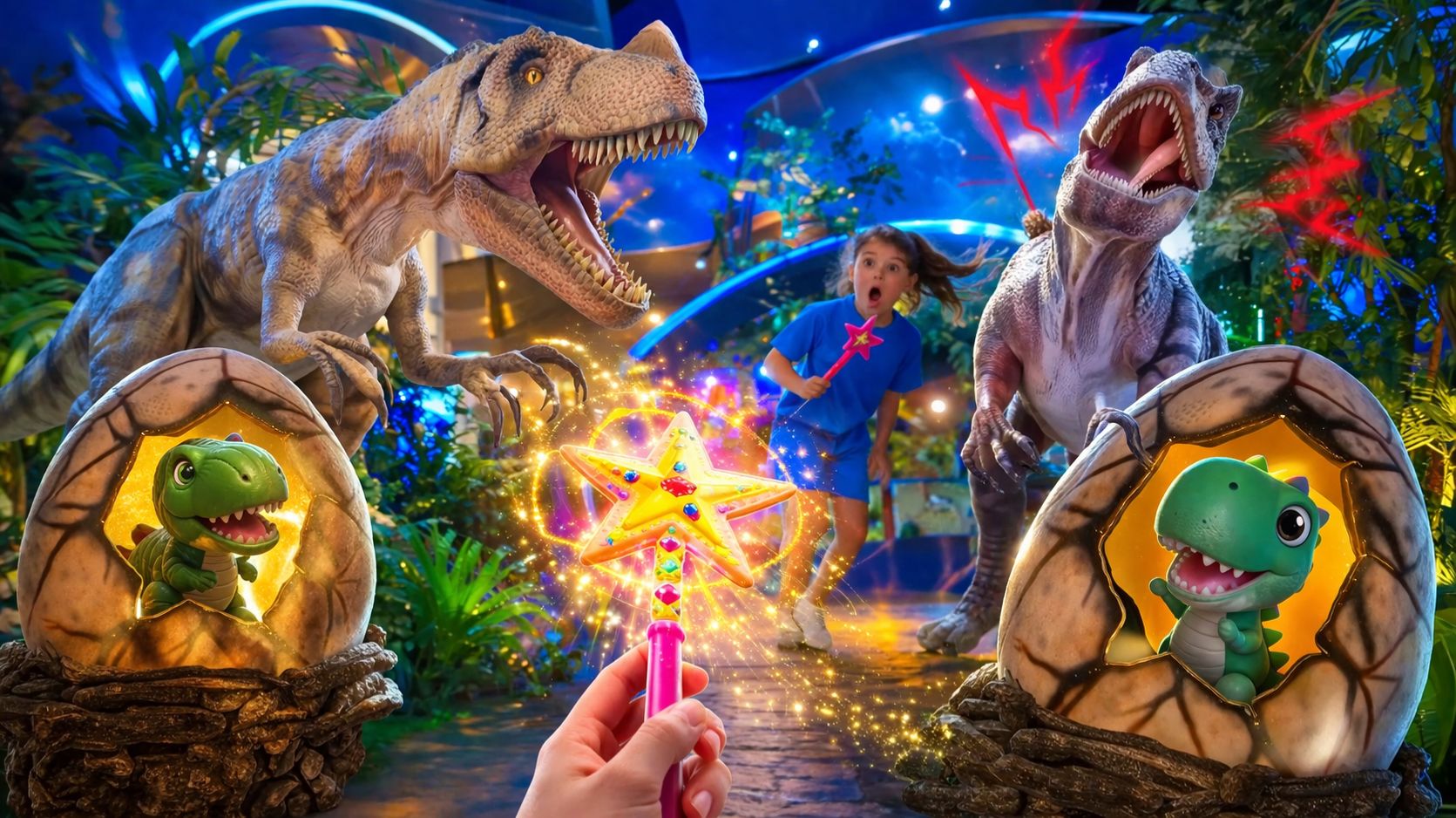 Динозавры против волшебной палочки! Превращение гигантских динозавров обратно в игрушки